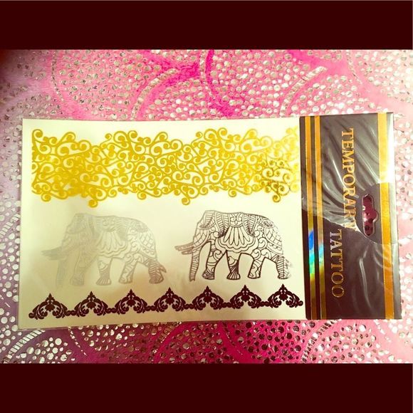 Accessories | Elephant Damask Metallic Tattoos | Poshmark